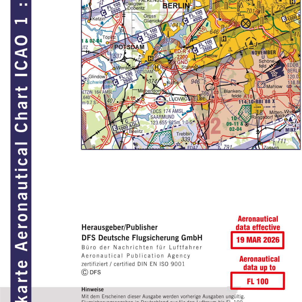 ICAO-Karte - Jahr 2026 - Motorflug - 1:500.000 - Berlin - Pilotenbedarf.de